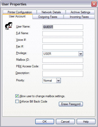 Configuring the User Properties